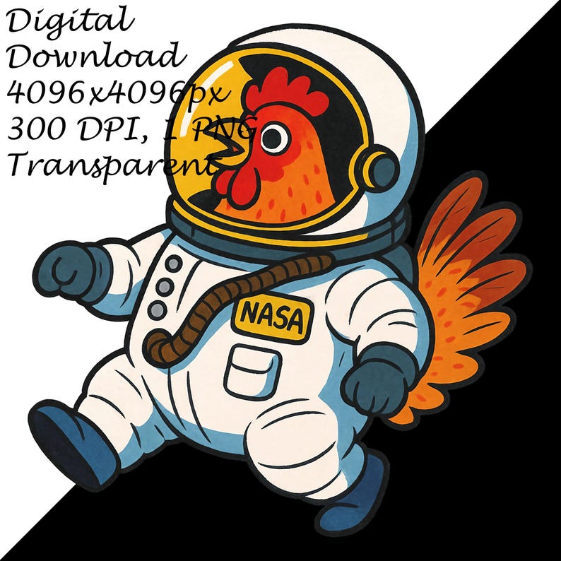 Funny Astronaut Chicken PNG Clipart | Transparent Space Chicken NASA ...