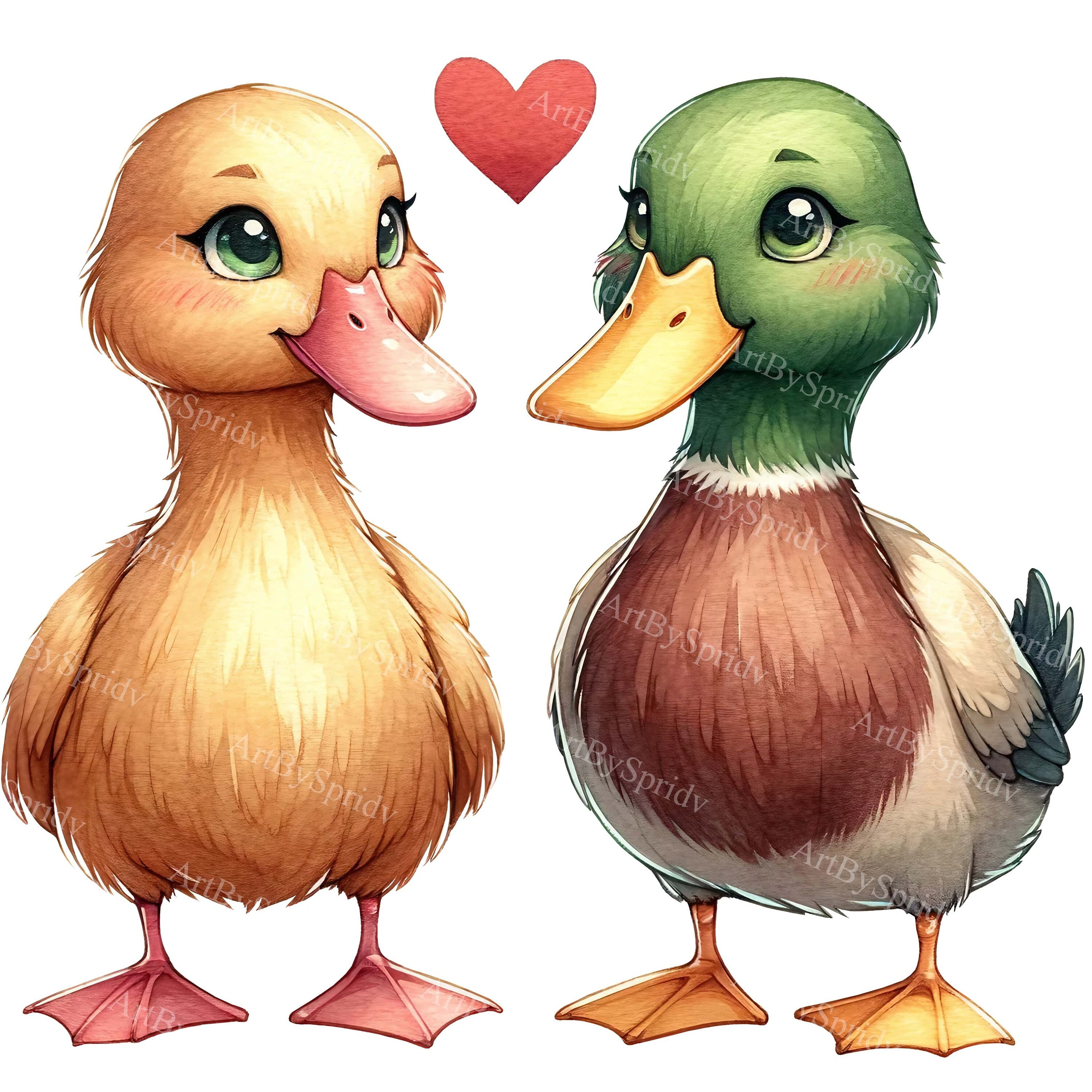 Clipart de patos de dibujos animados de acuarela PNG digital con ...