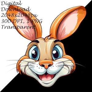 Playful Bunny Face PNG Clipart, Cute Rabbit Head With Big Eyes & Ears ...