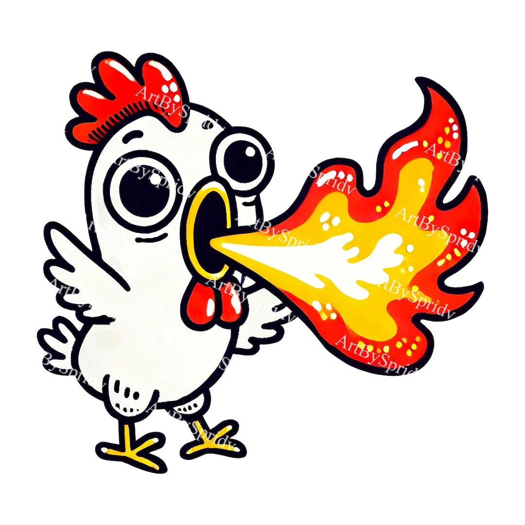 Fire-breathing Chicken PNG Clipart-cartoon Chicken With Flames, Spicy ...