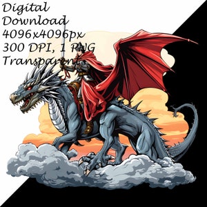 Medieval Knight With Sword Riding Dragon Transparent PNG Clipart ...