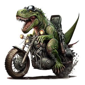 T-rex Dinosaur on Motorcycle PNG Clipart, Transparent Clip Art Digital ...