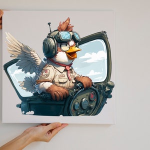 Transparent PNG Cartoon Chicken as Plane Pilot Print on Demand Clip ...