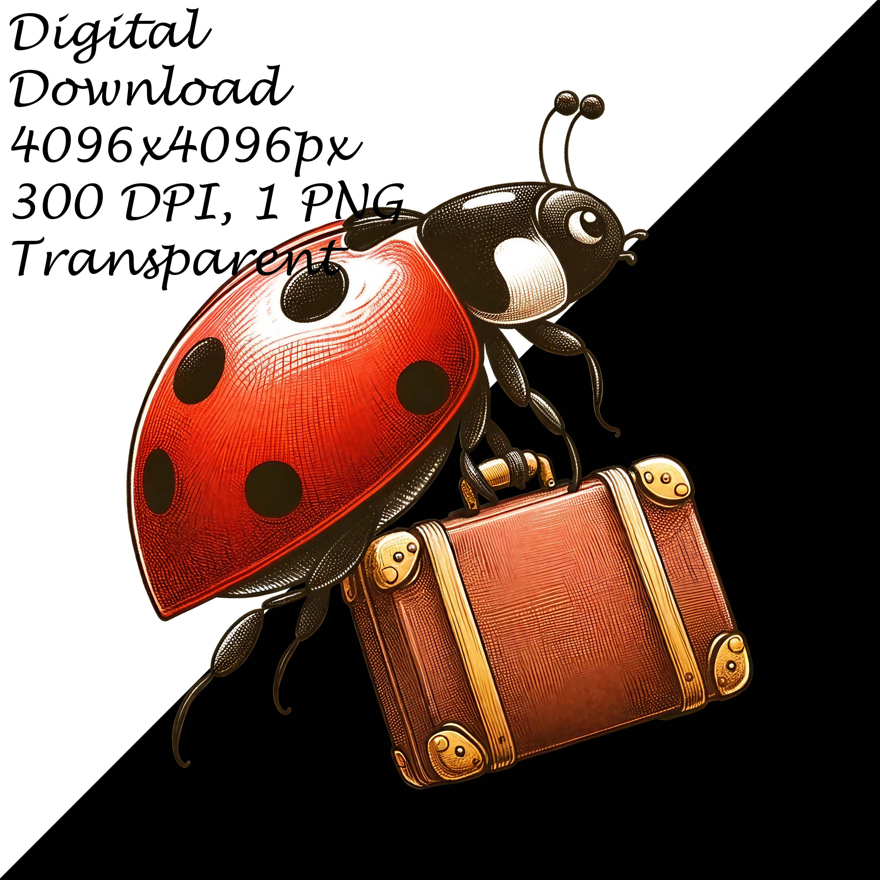 Adorable Ladybug PNG Clipart With Suitcase|cute Travel Bug Digital ...