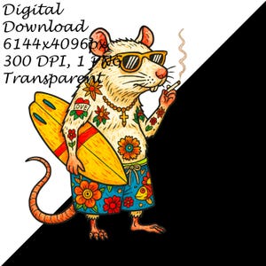 Cool Surfer Rat PNG Clipart, Tattooed Beach Rat With Surfboard, Summer ...