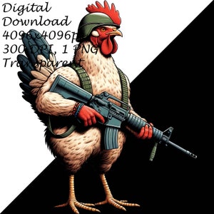 Tactical Rooster Clipart - Armed Chicken Soldier Graphic - Military ...