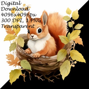 Autumn Forest Friends Clipart 4 PACK - Cute Squirrel & Seasonal Leaves ...