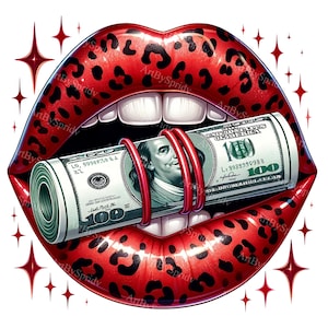 100 Dollar Bill Lips Clipart - Glossy Lips & Money PNG, Digital ...