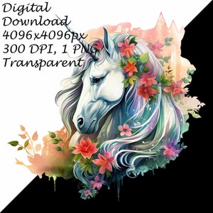 Magical Unicorn Clipart Set|enchanted Forest Unicorn With Floral ...