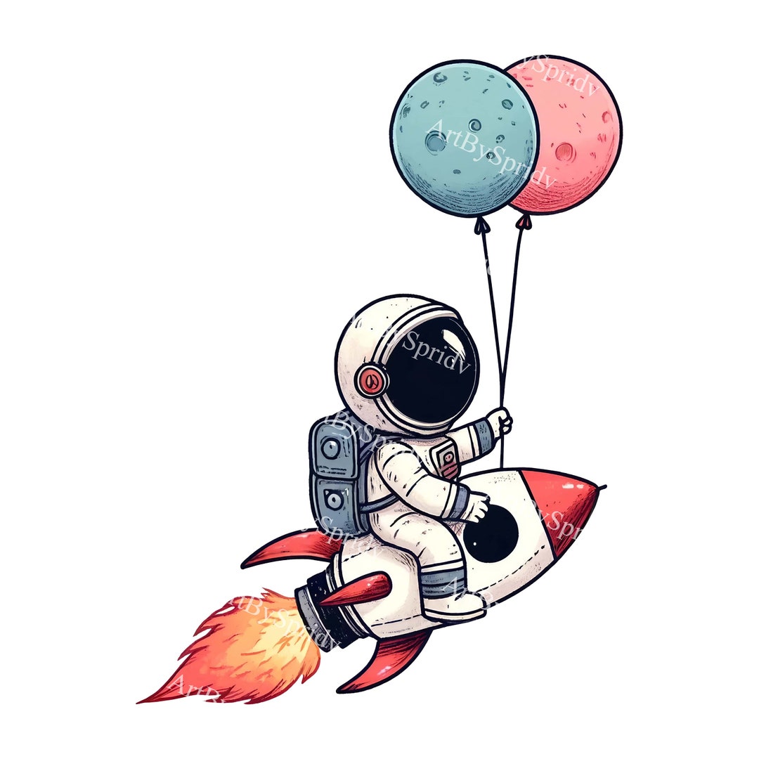 Astronaut Riding Rocket PNG Clipart - Space Adventure | Kids Room Decor ...