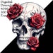 Human Skull Digital Clipart With Red Roses - Transparent PNG, Printable ...