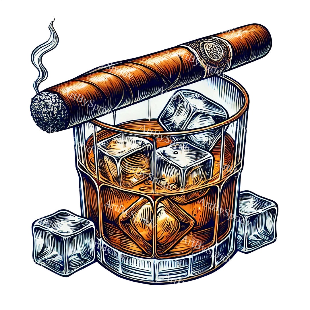 Elegant Whiskey & Cigar PNG Clipart - Transparent PNG for Sophisticated ...