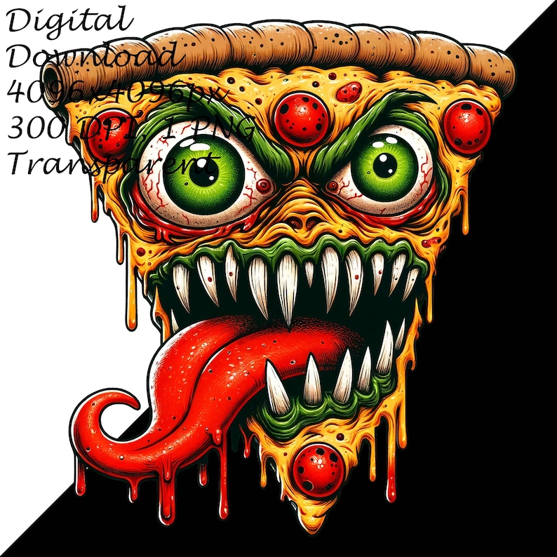 Monstrous Pizza Slice PNG Clipart|spooky Food Art|creepy Cartoon ...