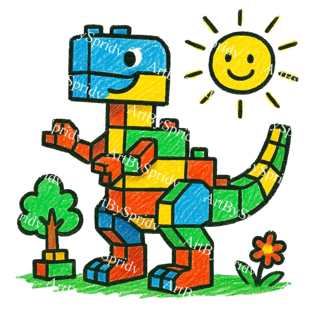 Block Dinosaur Transparent PNG Clipart, Kids Room Decor, Building Brick ...