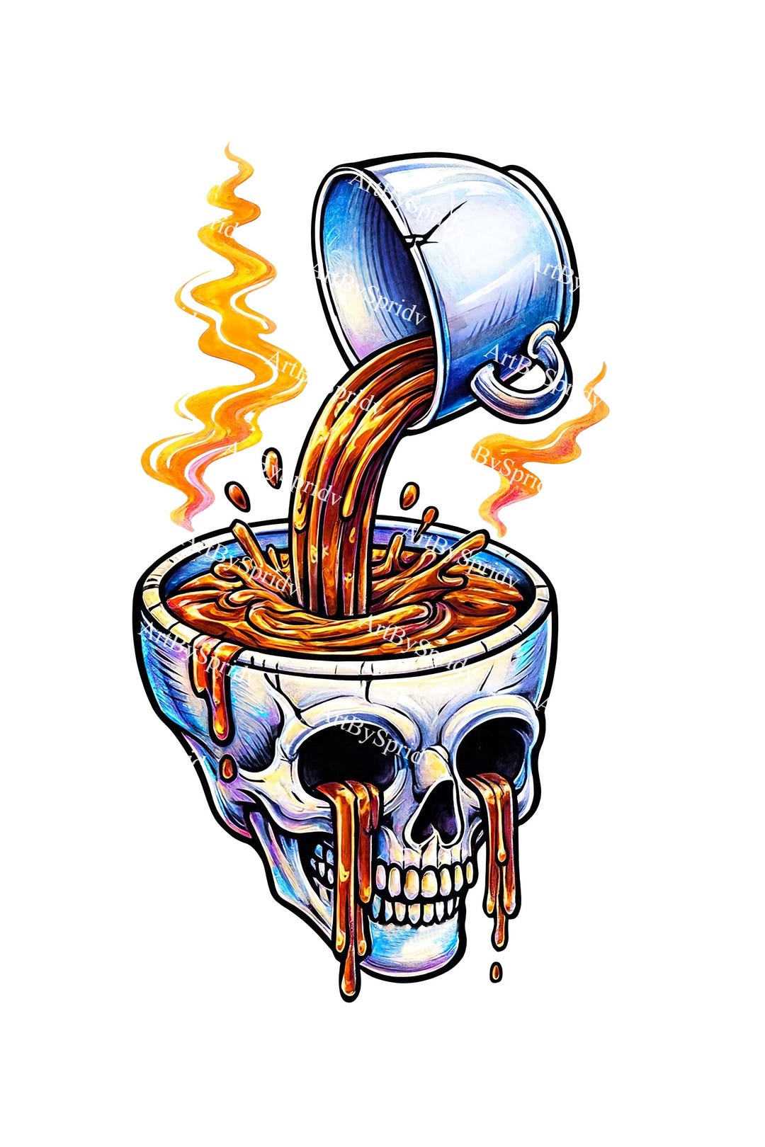 Coffee Skull Clipart PNG, Gothic Caffeine Addict Art, Pour Over Skull ...