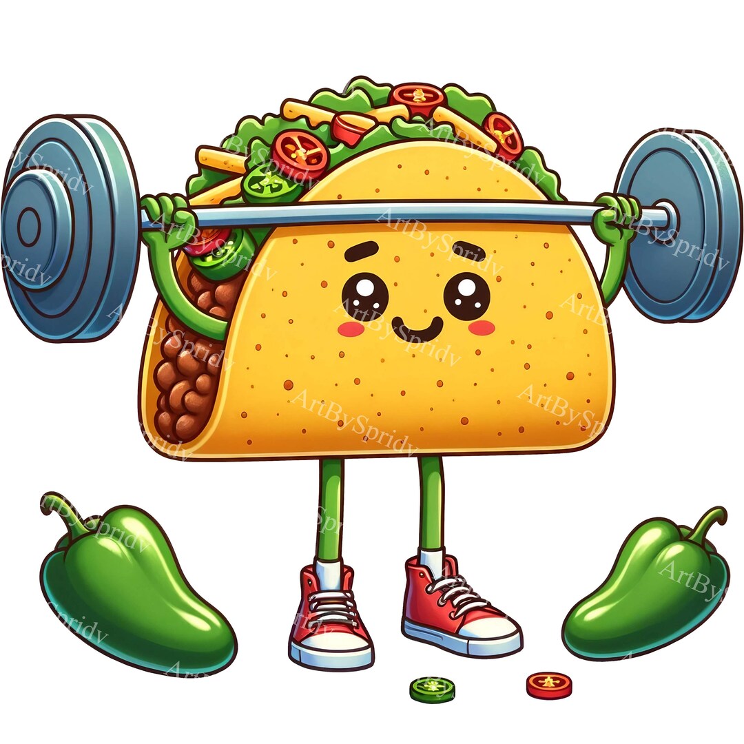 Taco & Barbell Fitness Fiesta | Workout Motivational Taco Clipart | Gym ...