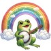 Cartoon Frog Banjo Clipart - Colorful Rainbow & Clouds PNG for DTG, T ...