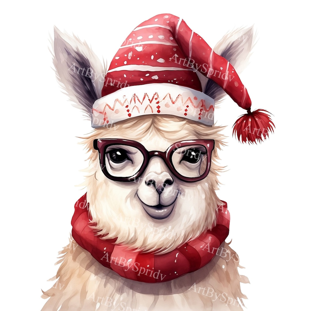 Christmas Llama Clipart PNG | Cute Holiday Animal Illustration ...