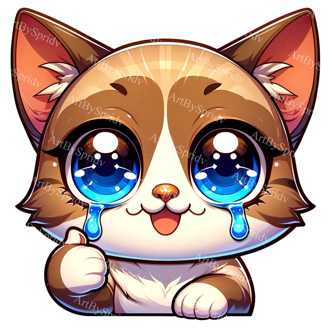 Verdrietige Kat Cartoon Schattige Huilende Cartoon Kat Digitale