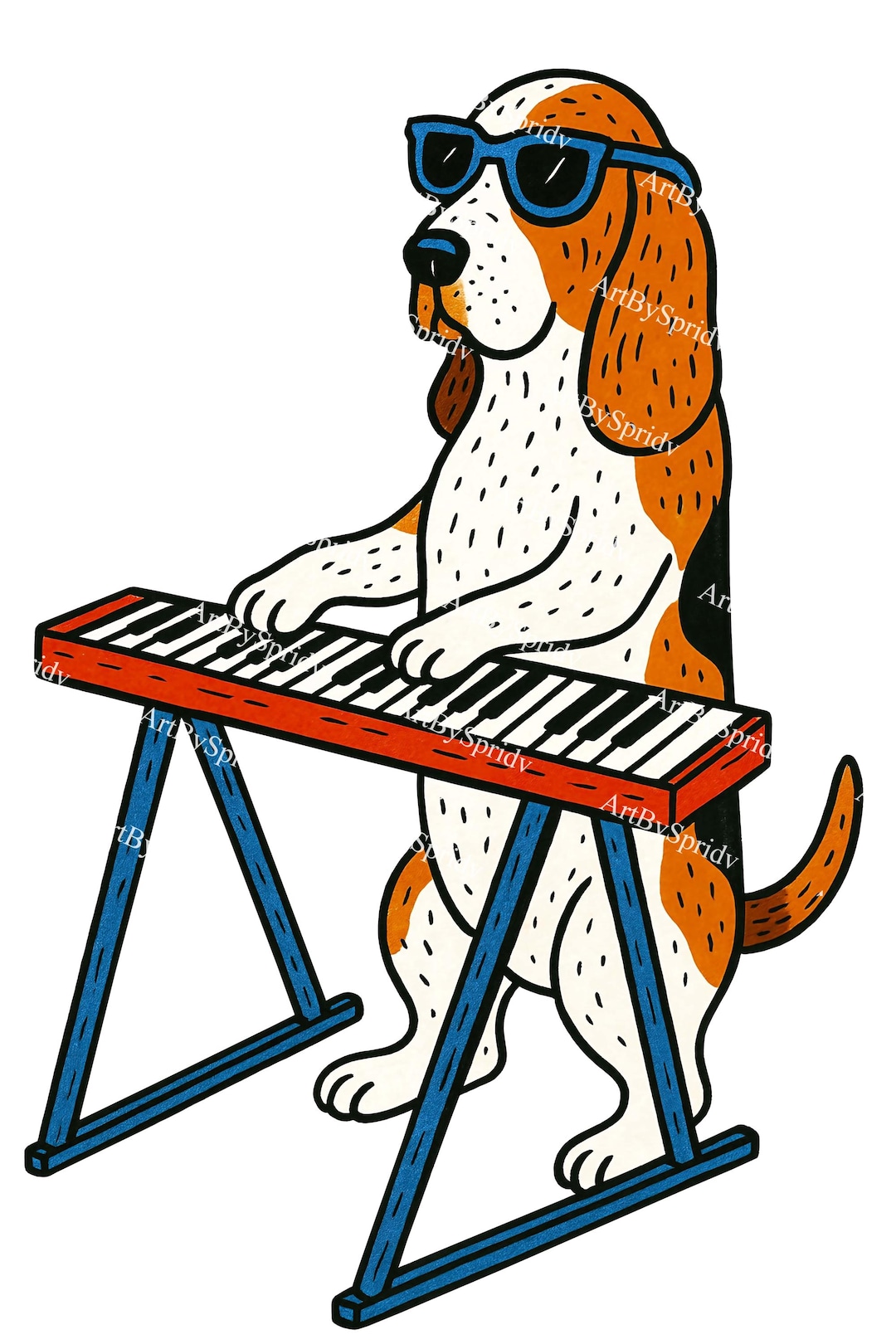 Cool Dog Playing Keyboard PNG | Funny Basset Hound With Sunglasses ...