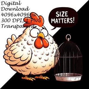 Funny Chicken With Cage Clipart PNG, Cute Farm Animal Illustration Art ...
