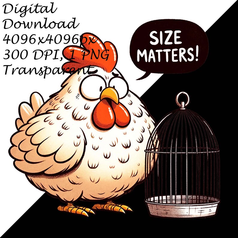 Funny Chicken With Cage Clipart PNG, Cute Farm Animal Illustration Art ...