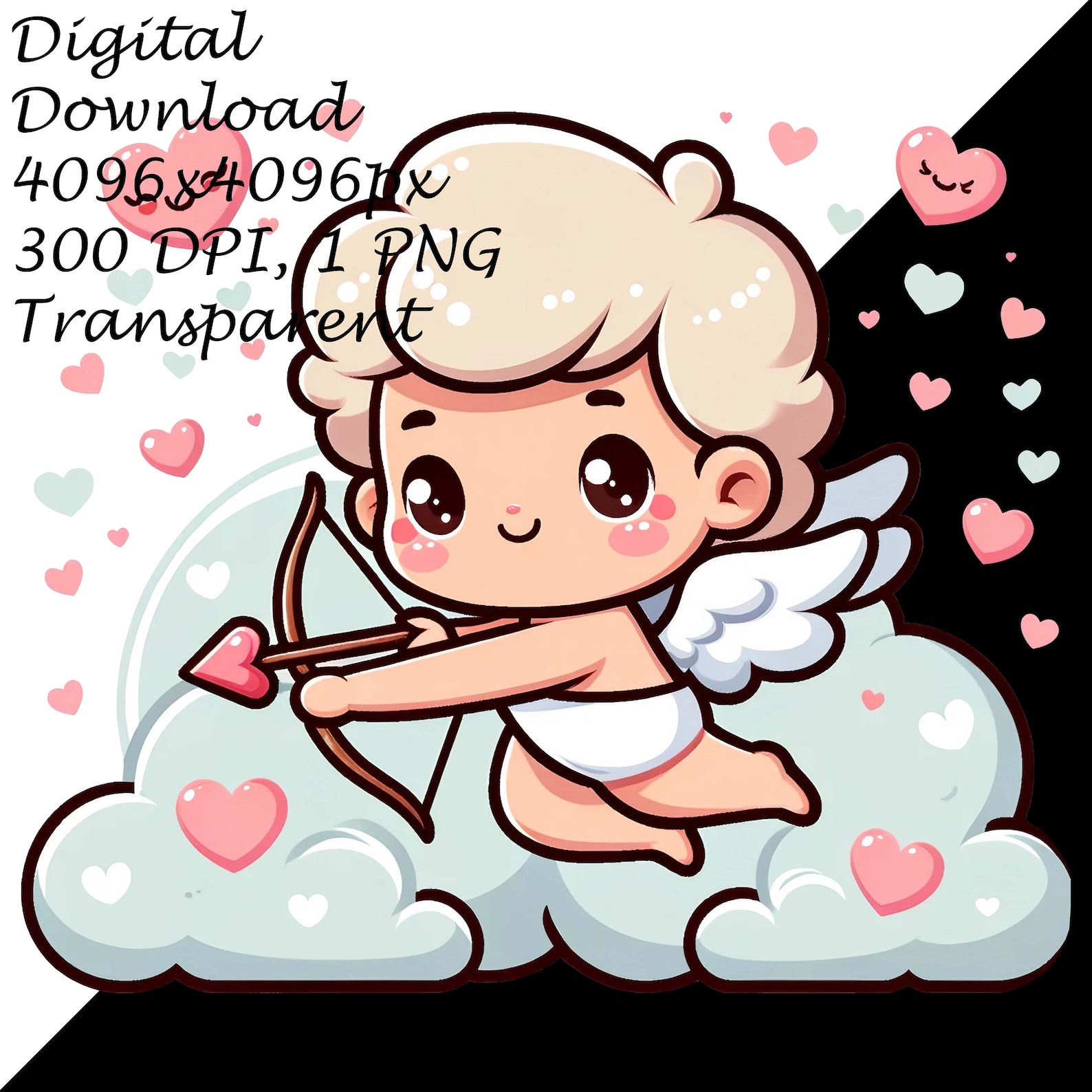 Cupid Clipart for Valentine's Day - Bow and Arrow Character PNG ...