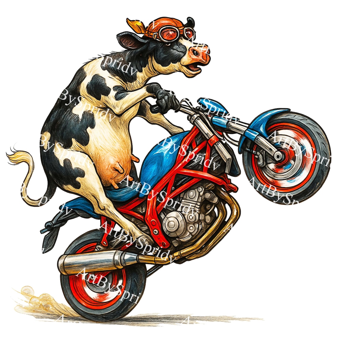 Biker Cow Motorcycle PNG Clipart, Funny Cow Riding Bike Art, Farm ...