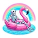 Skeleton Flamingo Pool Float Clipart - Pink Summer Pool Party Decor ...