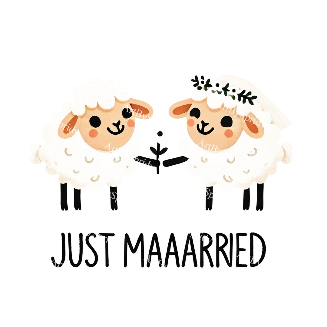 Just Married Sheep PNG Clipart, Cute Wedding Transparent Clip Art ...
