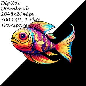 Vibrant Funky Fish Clipart PNG | Colorful Artistic Fish Illustration ...
