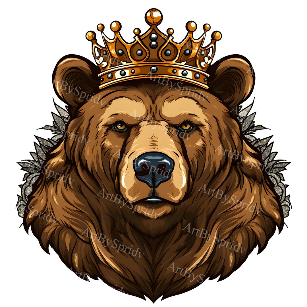 Majestic Bear King PNG Clipart, Royal Brown Bear With Gold Crown, Regal ...