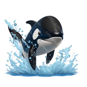 Baby Orca PNG Clipart, Transparent Whale Splash, Ocean Animal Theme ...