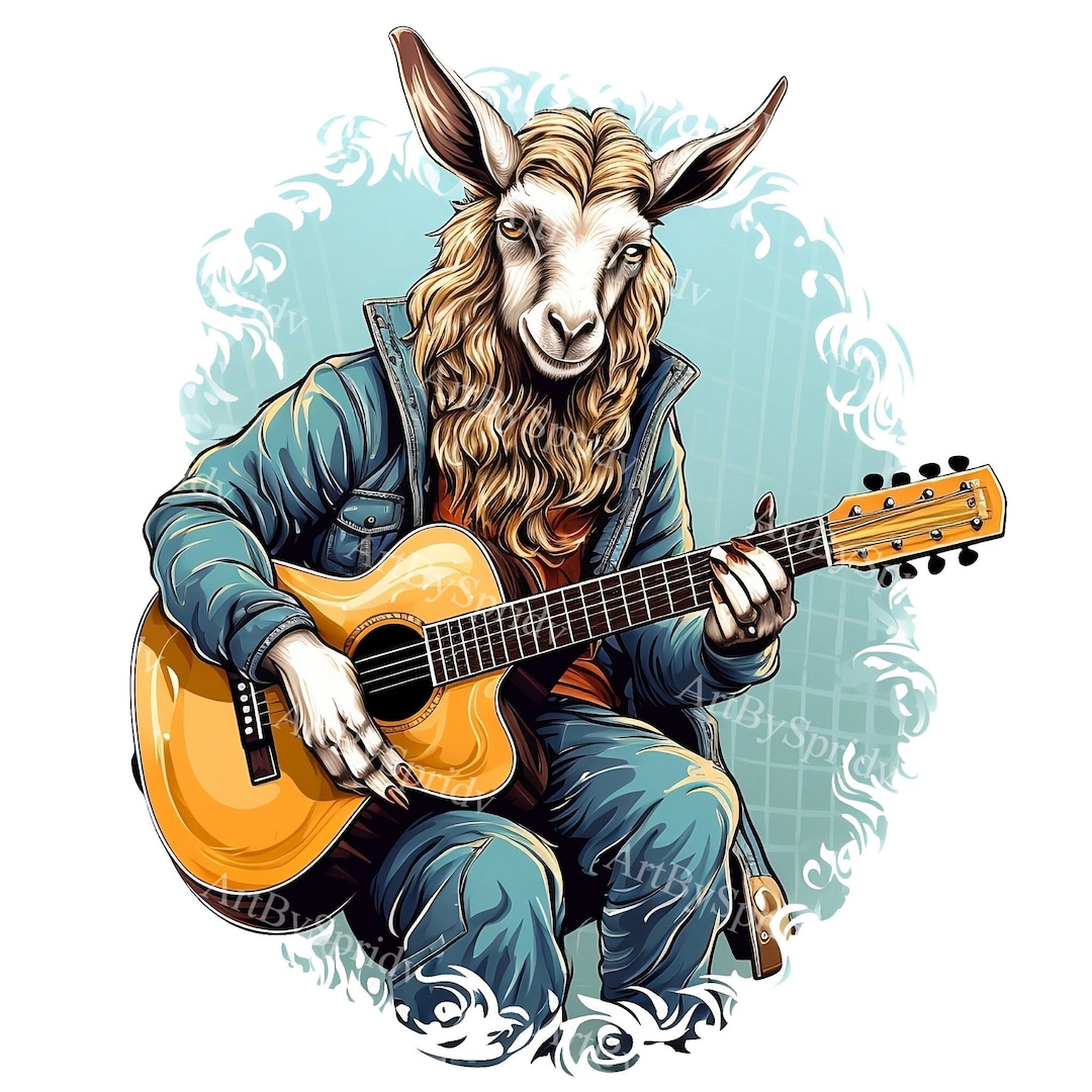 Cool Guitar-playing Goat Clipart, Fun Music-themed Transparent Clip Art ...