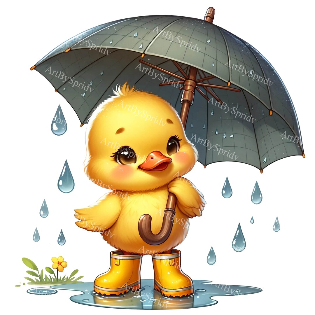 Adorable Rainy Day Duckling Clipart|transparent PNG for Sublimation and Printable Crafts ...