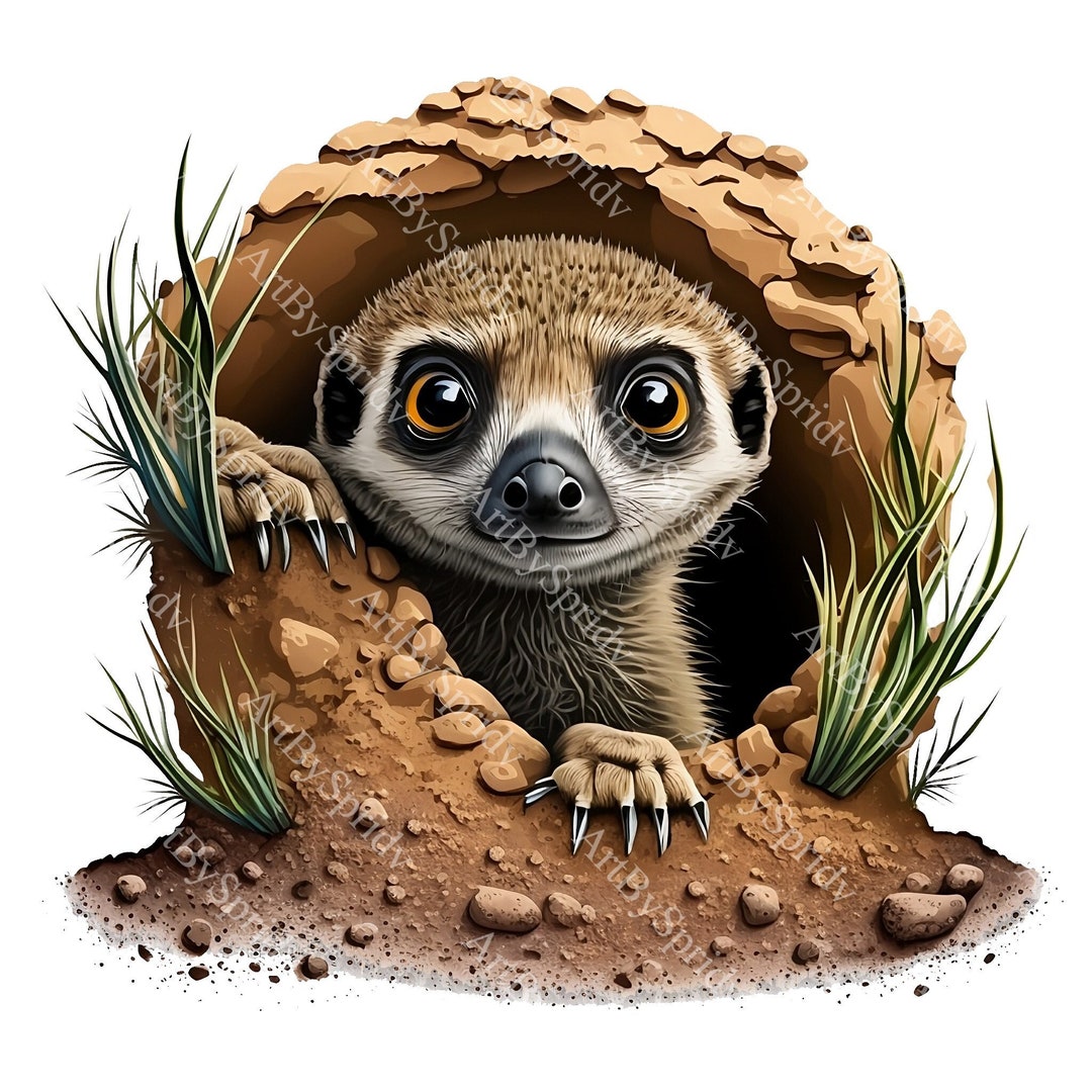 Meerkat Peeking Out of A Burrow PNG Clipart,transparent Animal Print ...
