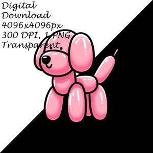 Watercolor Pink Animal Dog Balloon Clipart - Digital PNG for DTG, T ...