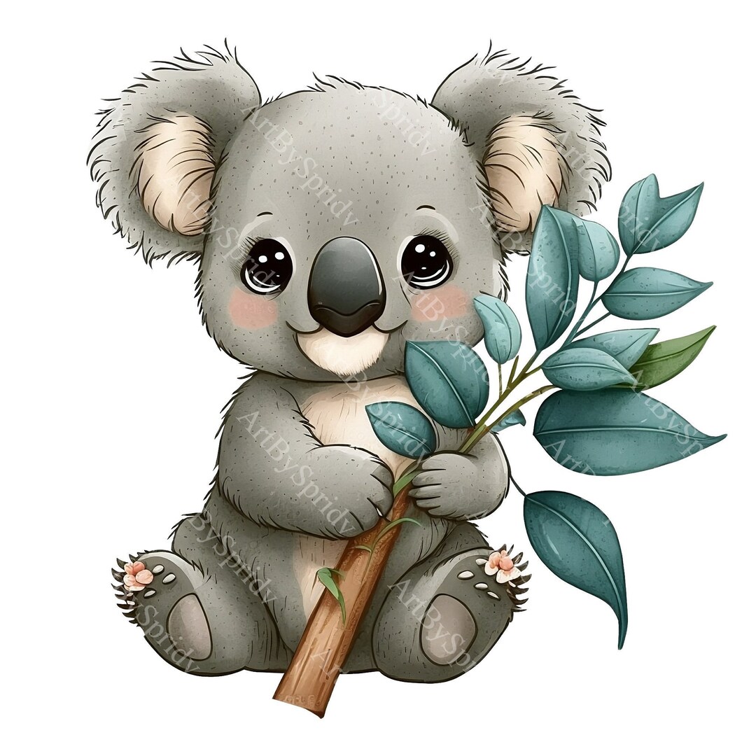 Koala Eucalyptus Branch PNG Clipart,transparent Animal Floral Print ...