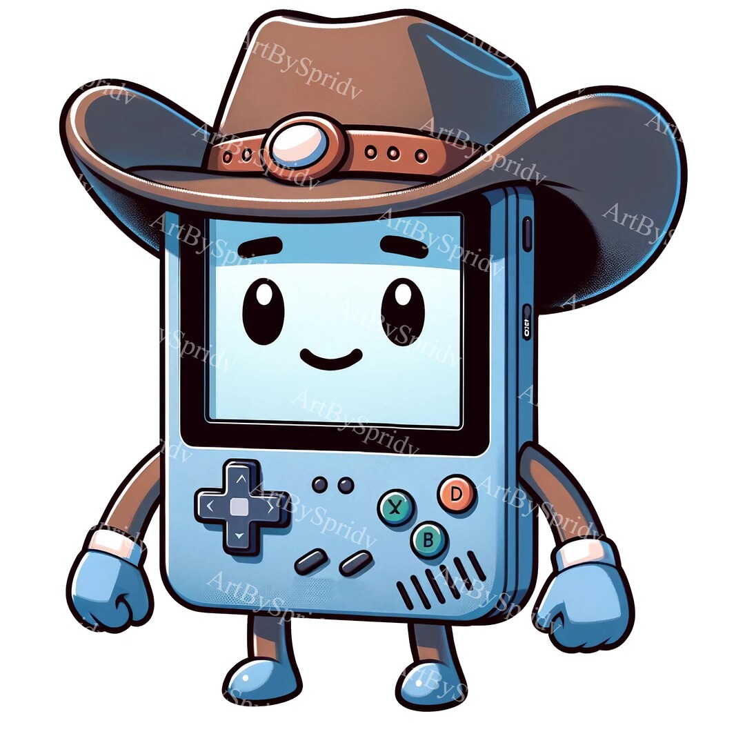 Cute Gaming Console Clipart: Cowboy-themed Digital Clip Art for ...