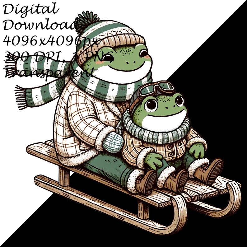 Winter Frogs Sledding Download PNG Clipart - Cute Christmas Frogs ...