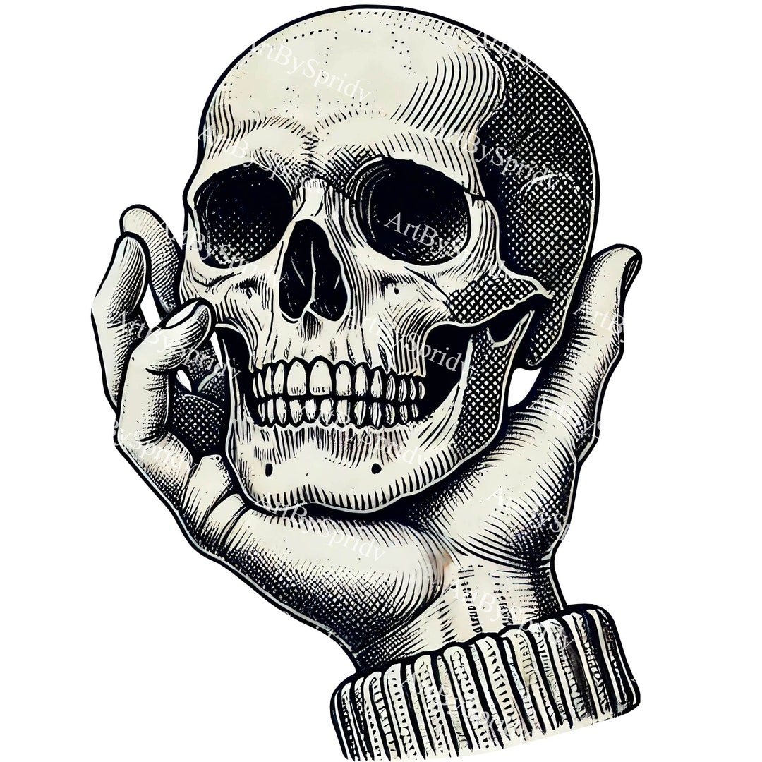 Hand Holding Skull Clipart, Gothic Art PNG, Skeleton Illustration ...