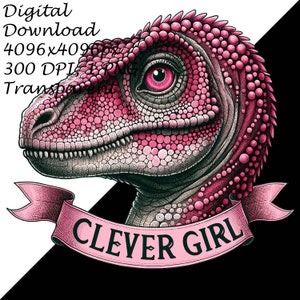 Pink Dinosaur Clipart 'clever Girl' - Dino Image for Printable ...