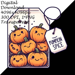 Pumpkin Spice Tea Bag Download PNG Clipart, Cute Fall Season Kawaii ...
