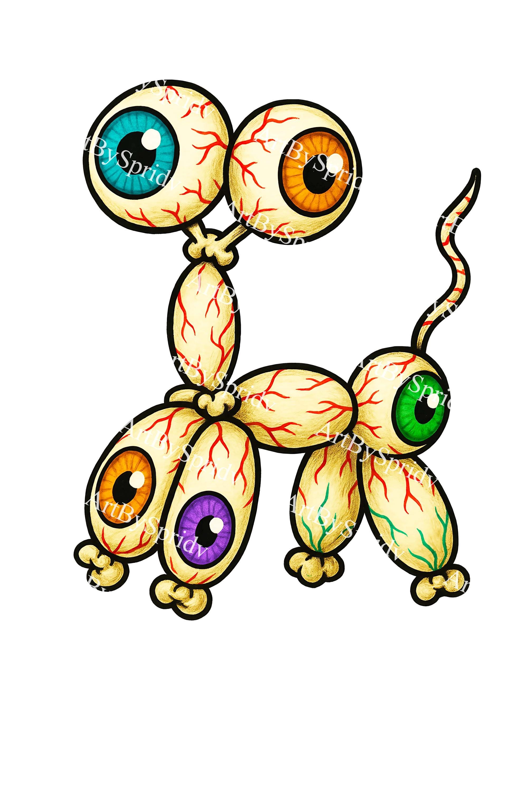 Eyeball Balloon Dog PNG Clipart – Cute Spooky Eyeball Critter ...