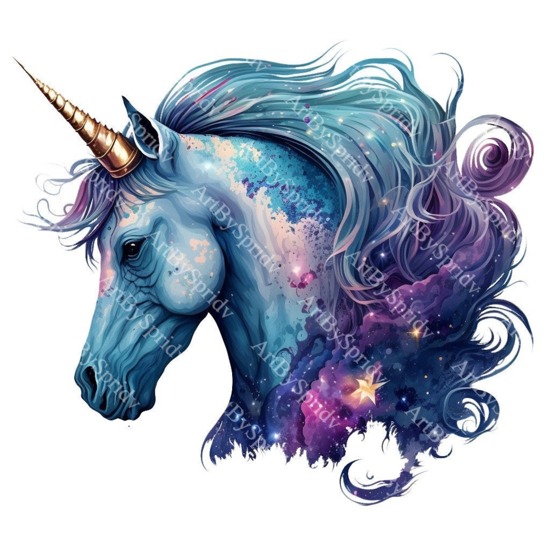 Galaxy Unicorn Clipart | Magical Transparent PNG With Cosmic Mane ...