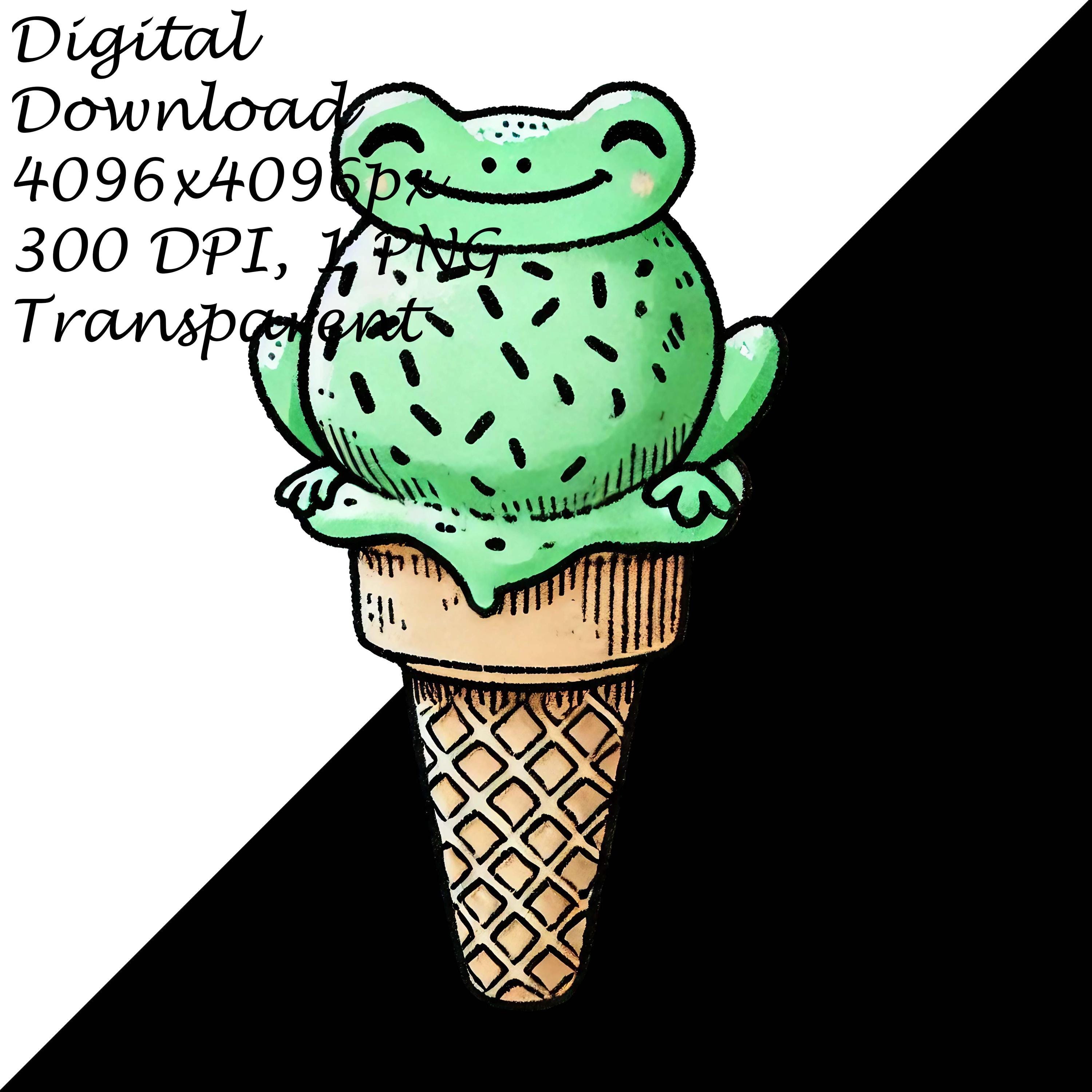 Cono de helado de rana PNG Clipart, linda ilustración de postre de rana ...