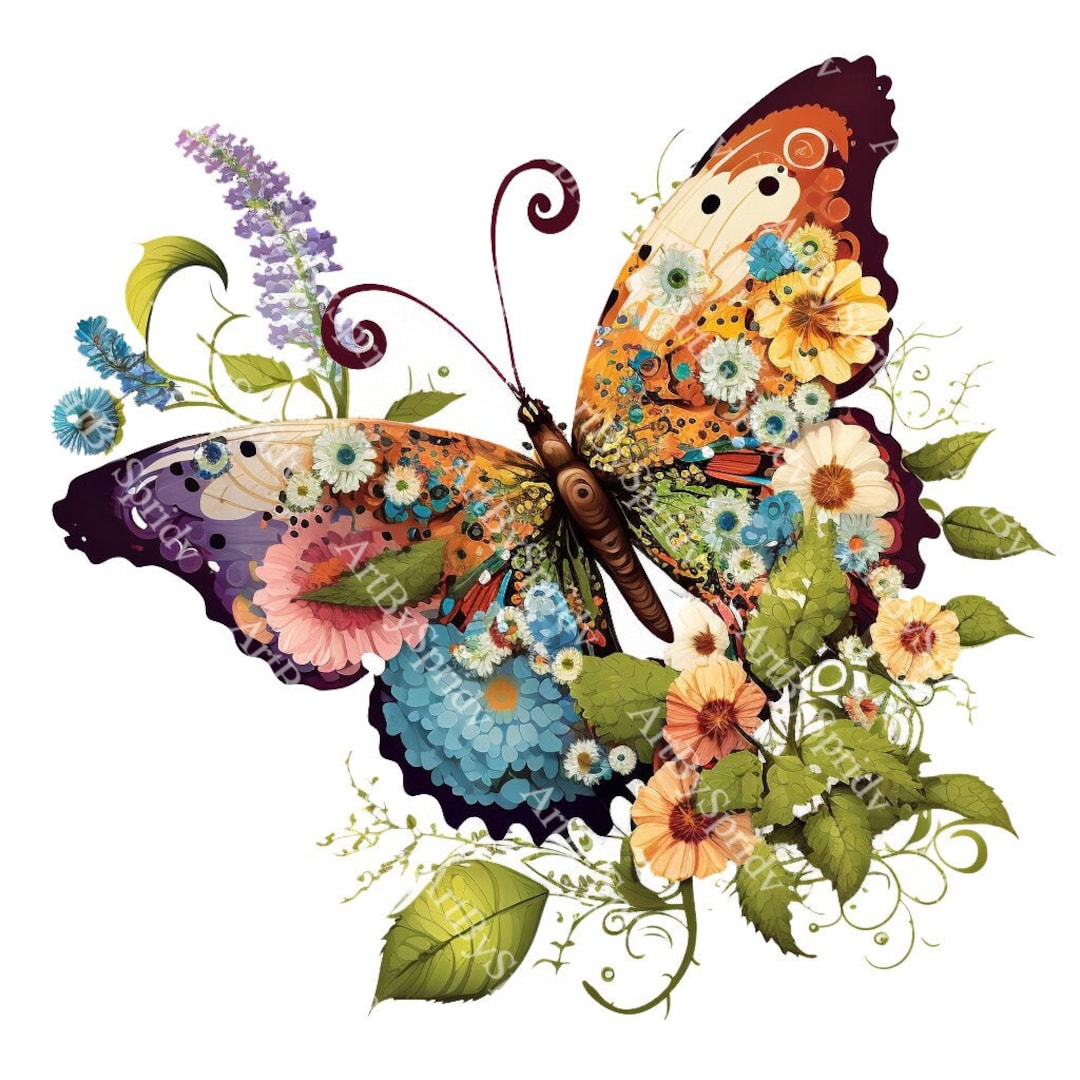 Clipart Flowers And Butterflies Png