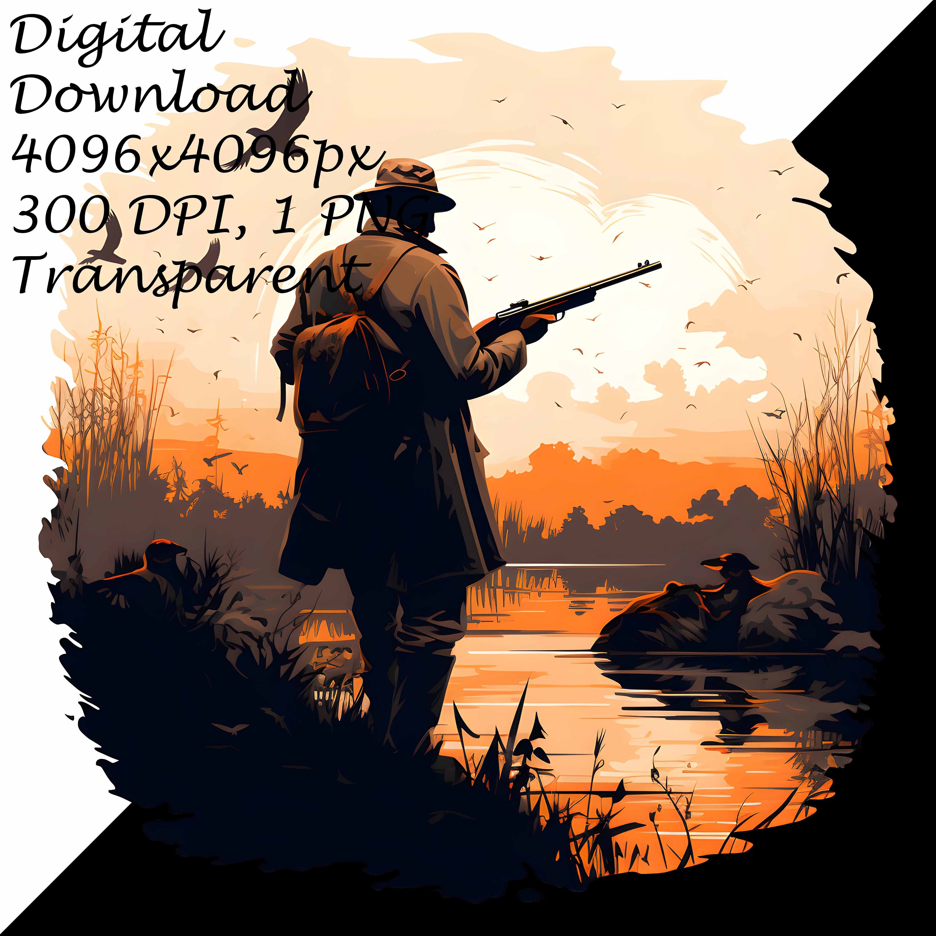 Transparent PNG Clipart of Hunter With Shotgun Duck Hunting-vintage ...