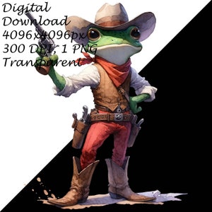 Western Cowboy Frog Clipart, Watercolor Sheriff Frog With Revolver PNG ...