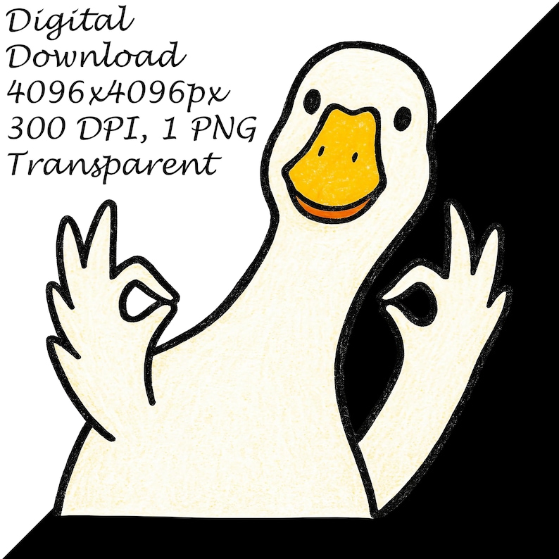 Silly Goose OK Hand PNG Clipart, Funny Goose Sticker, Cute Meme Bird ...
